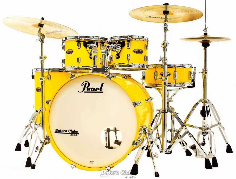 Bateria Pearl Decade Maple High Gloss Solid Yellow 22",10",12",16" com ...