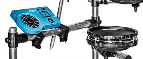 Bateria Eletrônica X-Pro C. Ibañez ED44 Rack Cromado, Mesh Pads Dual Zone, Pratos Choke e 320 sons