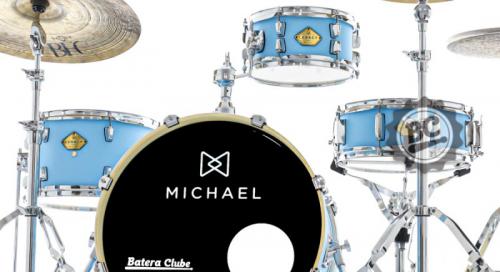 Bateria Michael Legacy Slim Compacta Vintage Blue 20x8", tom 10", surdo ...