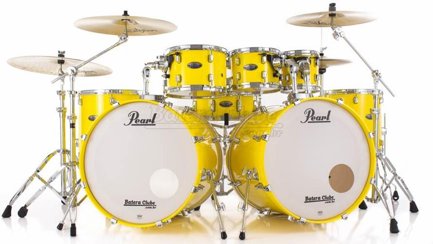 Bateria Pearl Decade Maple Solid Yellow Bumbo Duplo 22",22",8",10",12 ...