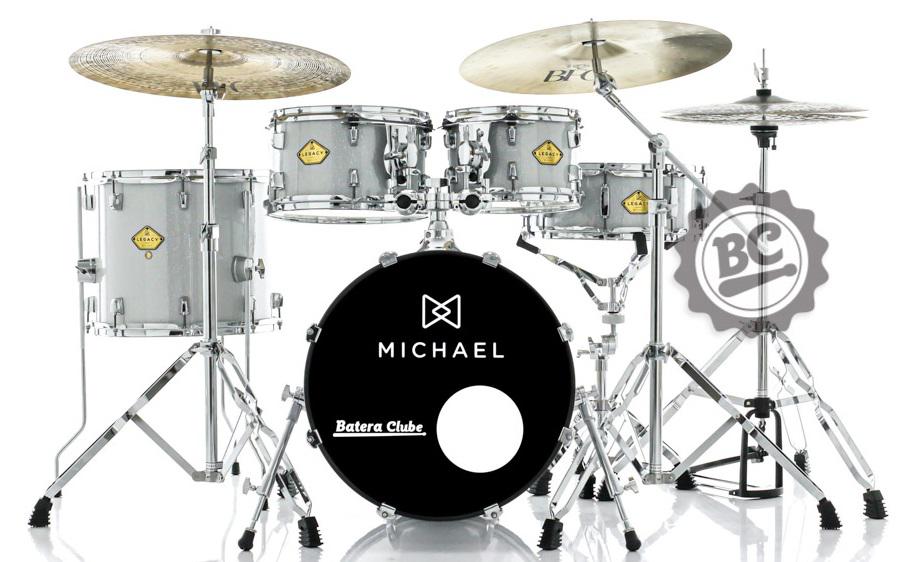 Bateria Michael Legacy Sparkle Silver SSR com Bumbo 18",10",12",14" c ...
