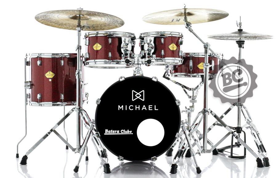 Bateria Michael Legacy Sparkle Wine SWR com Bumbo 18",10",12",14" c ...