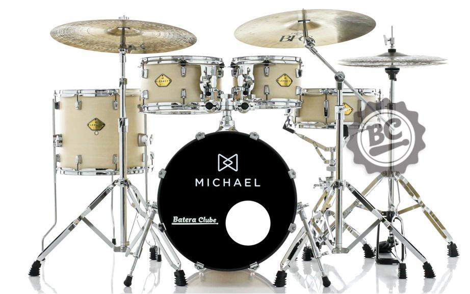 Bateria Michael Legacy Royal Blanc WRB com Bumbo 18",10",12",14" com ...