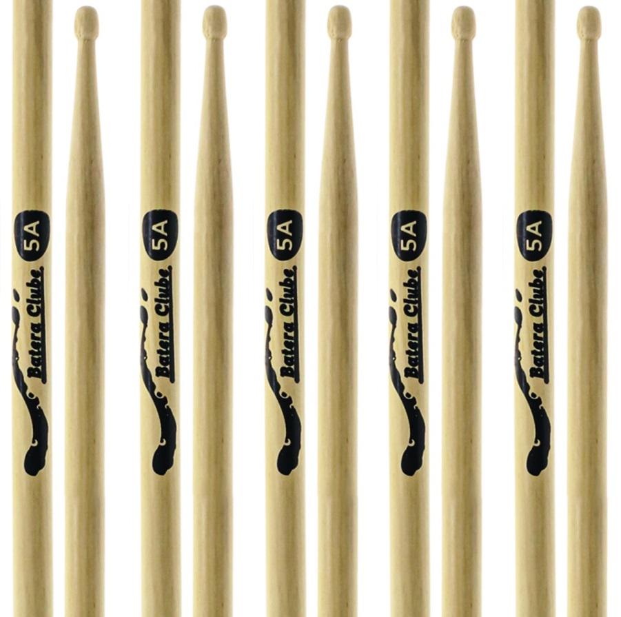 Kit de Baquetas 5A Batera Clube Pacote com 5 Pares by Liverpool Marfim ...