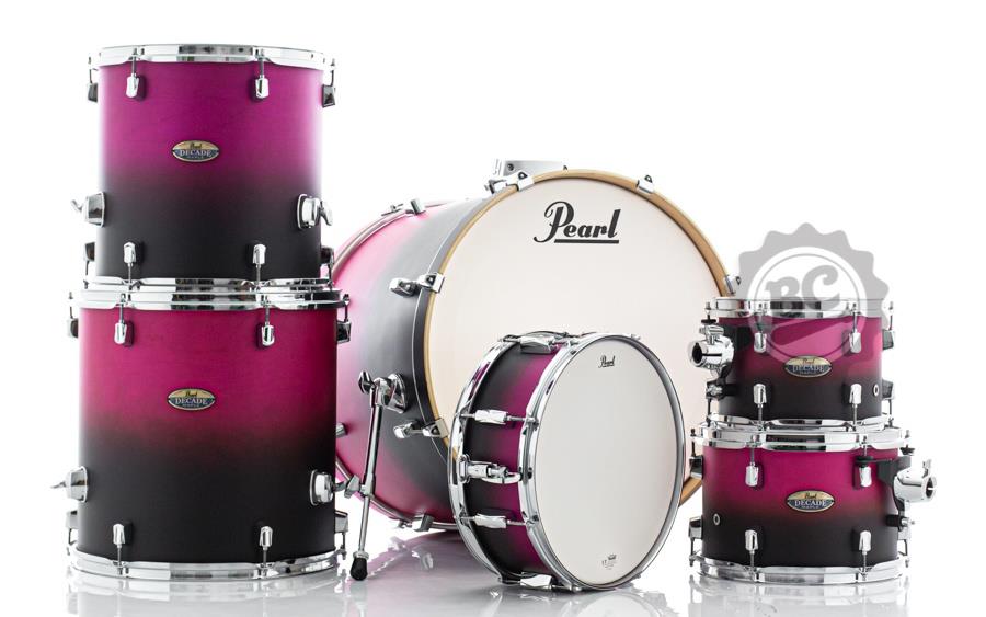 Bateria Pearl Decade Maple Raspberry Sunset 20",10",12",14",16" e Caixa ...