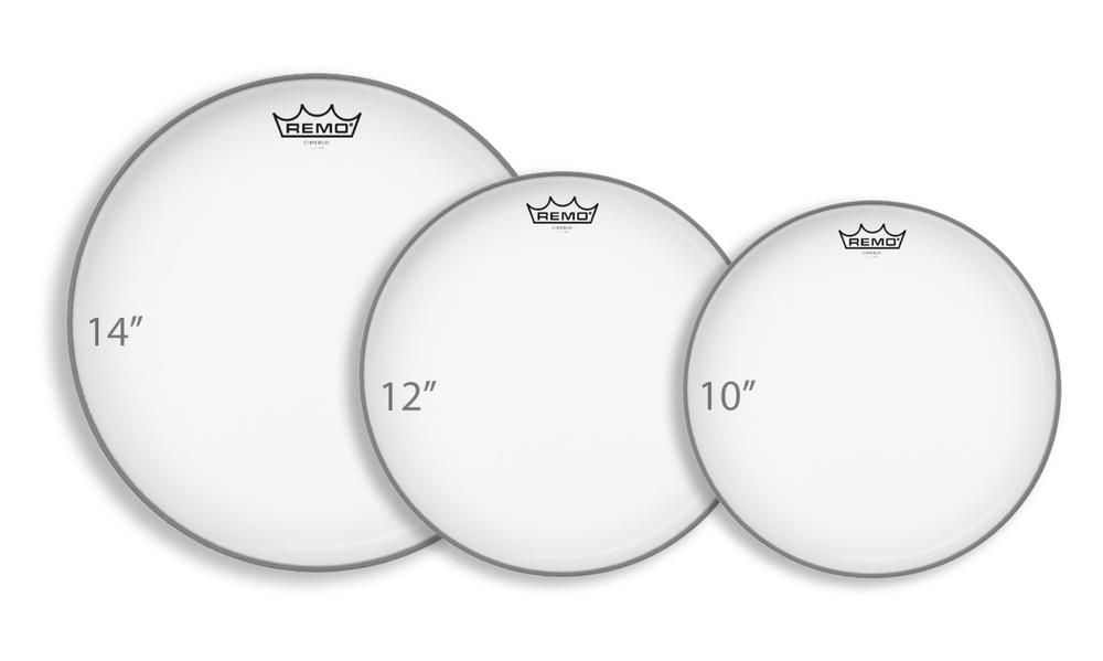 Kit de Peles Remo Emperor Clear Tons 10",12",14" Filme Duplo Transparente (10468) Made in USA