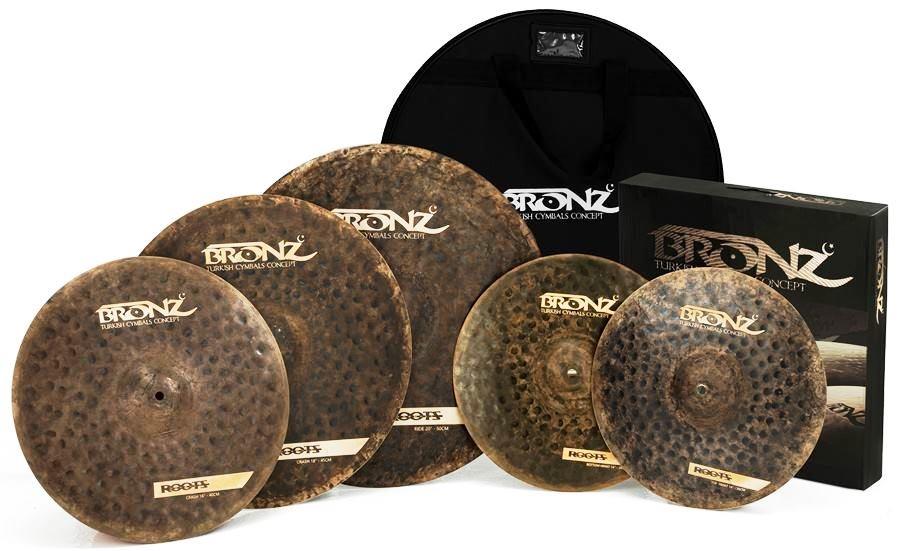 Kit de Pratos Bronz Cymbals Roots com Bag, Crash 16" e 18", Ride 20 ...
